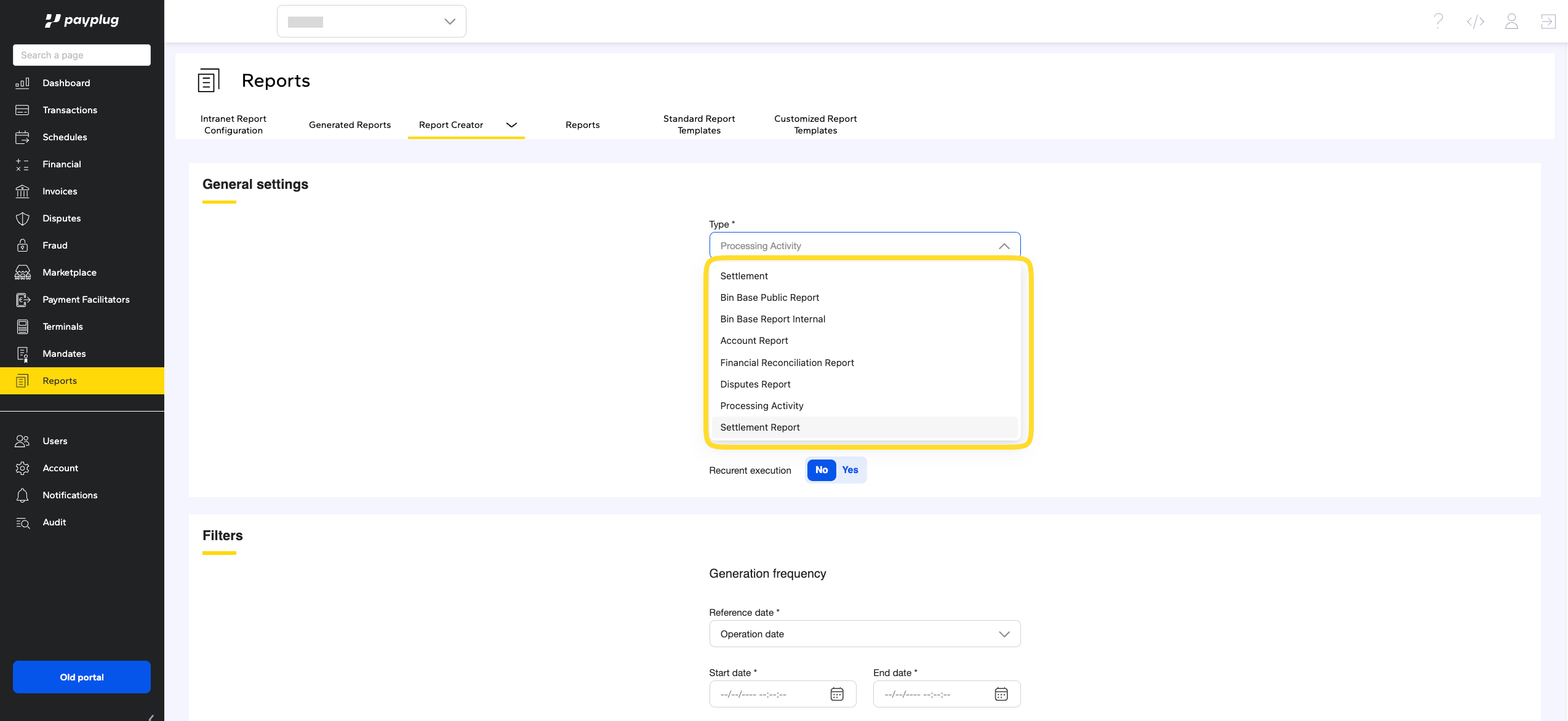Generate Your Reports with the Report Creator: Settlement, Processing ...